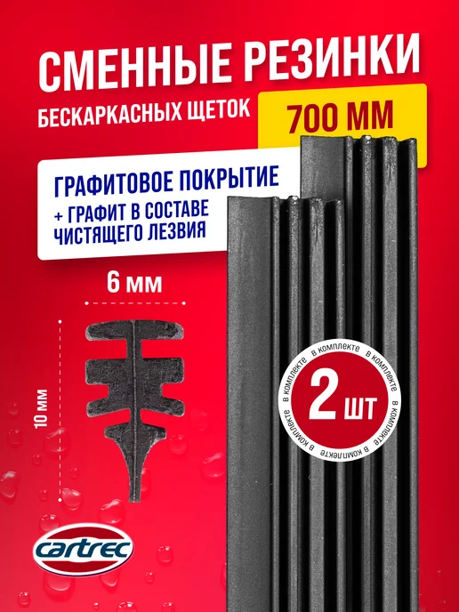 Резинки для бескаркасных дворников Cartrec
